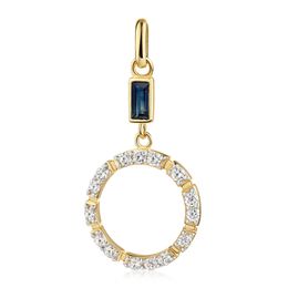 Kettenanh&auml;nger Firetti "Schmuck Geschenk Gold 333 Halsschmuck Anh&auml;nger Baguette Kreis", gelbgoldfarben, wei&szlig;goldfarben, kristallwei&szlig;, blau, kristallwei&szlig;, blau, Schmuckanh&auml;nger, Damen, Gelbgold 333, 0,92 g, Kettenanh&auml;nger, mit Zirkonia (synth.), Saphir