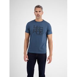 T-Shirt Lerros "T-Shirt mit Lerros Print", Herren, Gr. S, blau (storm blau), 100% Baumwolle, Shirts T-Shirt
