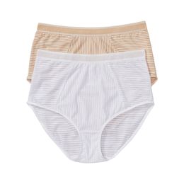 Taillenslip bonprix "Highwaist Slip ( 2er Pack)", Damen, Gr. 40/42 (M), 2 Stk., beige (sandbeige, wei&szlig;), Obermaterial: 92% Polyamid, 8% Elasthan. Futter: 92% Polyamid, 8% Elasthan, Unterhosen Taillenslip, Highwaist Slip, aus Polyamid und Elasthan, bequeme Passform