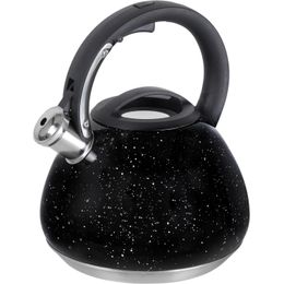 Wasserkessel RESTO KITCHENWARE "Lyra, Fl&ouml;tenkessel 2,7 l mit w&auml;rmespeicherndem Boden im Geschenkkarton", schwarz, H:24cm &Oslash;:19,5cm, T&ouml;pfe, Wasserkessel, mit ergonomischem, w&auml;rmeableitenden Bakelit-Griff