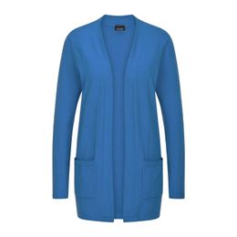 Strickjacke GOLDNER "Elegante Strickjacke mit Kaschmir", Damen, Gr. 38, blau, Obermaterial: 95% Baumwolle CO. 5% Kaschmir WS., gerade, Strickjacken Strickjacke, mit Kaschmieranteil