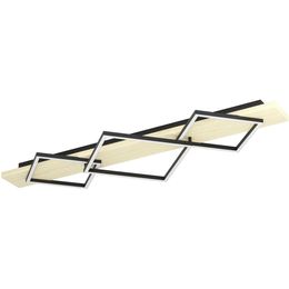 Eglo Deckenleuchte "BOYAL Deckenlampe - Stahl, Holz - LED;LED - 2X13W;1X16W - IP20", schwarz, braun, 3, H: 9,5cm, 1 Stk., Leuchten, Wohzimmerlampe, Esszimmerlampe, Flur, Schlafzimmer, L101xB40,5xH9,5 cm, Deckenleuchte
