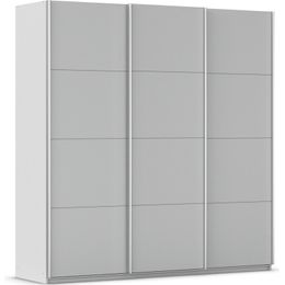 Schwebet&uuml;renschrank OTTO HOME "Kleiderschrank Schrank Garderobe AGORDO mit Dekor- oder Hochglanzfront", grau (seidengrau, griffleisten alufarbig), B:203cm H:210cm T:62cm, Holzwerkstoff, Schr&auml;nke, Schwebet&uuml;renschrank, in 4 Breiten und 2 H&ouml;hen MADE IN GERMANY