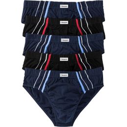 Maxislip bonprix, Herren, Gr. 9, 5 Stk., blau (dunkelblau, schwarz), Obermaterial: 100% Baumwolle, Unterhosen Maxislip, klassisch geschnittene Passform, sportive Optik, aus Baumwolle