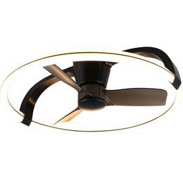 REALITY LEUCHTEN LED Deckenleuchte "STOCKHOLM mit Ventilator, Deckenventilator mit Licht inklFernbedienung", schwarz (schwarz matt), 1, &Oslash; 73,5cm H: 23cm, 1 Stk., Leuchten, 6 Geschwindigkeiten Timer Vor- & R&uuml;cklauf LED dimmbar CCT Nachtlicht, LED Deckenleuchte