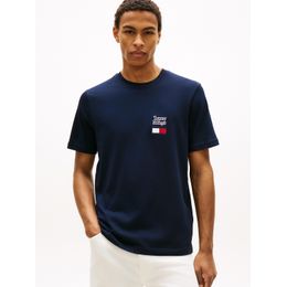 T-Shirt Tommy Hilfiger "BRAND LOVE TEXT STACK", Herren, Gr. L, desert sky, Single Jersey, Obermaterial: 100% Baumwolle, unifarben, regular fit normal, Rundhals, eingesetzt abgesteppte Kante, Shirts T-Shirt, Regular fit mit Rundhalsausschnitt