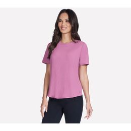 Funktionsshirt Skechers "GOWALK LUXE RIB TEE", Damen, Gr. XS, rosa (pink), Obermaterial: 90% Polyester, 10% Elasthan, Shirts Funktionsshirt