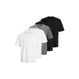 Jack & Jones T-Shirt JACK & JONES "T-Shirt JJHUGO LOOSE TEE SS CREW NECK 5er Pack", Herren, Gr. M, bunt (schwarz, wei&szlig;, grau), Obermaterial: 100% Baumwolle CO., Shirts T-Shirt
