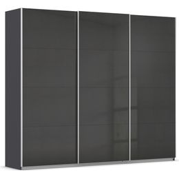 Schwebet&uuml;renschrank OTTO HOME "Kleiderschrank Schrank Garderobe AGORDO mit Dekor- oder Hochglanzfront", grau (graumetallic, hochglanz effektgrau, griffleisten alufarbig), B:271cm H:229cm T:62cm, Holzwerkstoff, Schr&auml;nke, Schwebet&uuml;renschrank, in 4 Breiten und 2 H&ouml;hen MADE IN GERMANY