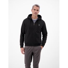 Sweatjacke Lerros "Hoodie Sweat-Jacke", Herren, Gr. S, schwarz, 50% Baumwolle, 50% Polyester, Sweatjacken Sweatjacke, Kapuzensweatjacke mit Tunnelzug und seitlichen Rei&szlig;verschlusstaschen