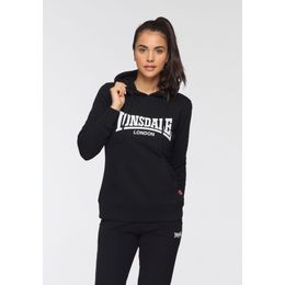 Kapuzensweatshirt Lonsdale "FLOOKBURGH", Damen, Gr. XXL (42), schwarz, angeraute Sweatware, Obermaterial: 80% Baumwolle, 20% Polyester. Kapuzenfutter: 80% Baumwolle, 20% Polyester, unifarben, Rippb&uuml;ndchen, Sweatshirts Kapuzensweatshirt, Topseller