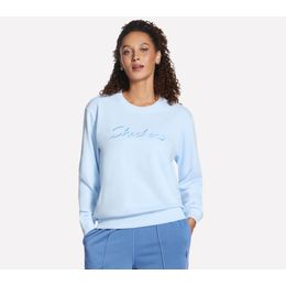Sweatshirt Skechers "Skechers SIGNATURE CREW", Damen, Gr. M (38/40), rain blau, Obermaterial: 54% Baumwolle, 46% Polyester, Sweatshirts Sweatshirt, f&uuml;r Erwachsene, sportlicher Stil