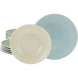 Tafelservice Creatable "Valencia Pastell, Tafel-Service 12-tlg", bunt, 12 Stk., Porzellan, Geschirr-Sets, Tafelservice, Teller Set, Elegant, Boho Chic