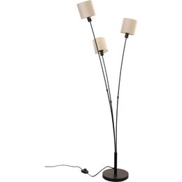 OTTO HOME Stehlampe "Avveline", schwarz (schwarz beige), 3, &Oslash; 12cm H: 148cm, 1 Stk., Leuchten, Stehlampe, 3-flammig mit Leinenschirmen, 148 cm hoch, Stehlampe