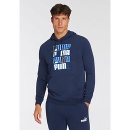 Kapuzensweatshirt Puma "ESS+ LOGO LAB HOODIE TR", Herren, Gr. M, blau (club navy), Sweatware, Obermaterial: 68% Baumwolle, 32% Polyester, bedruckt, regular fit normal, angesetztes B&uuml;ndchen, Sweatshirts Kapuzensweatshirt, mit K&auml;ngurutasche, mit Print-Applikation, Regular Fit, mit Kapuze