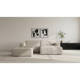 Ecksofa Inosign "Koa,228cm, L-Form, Modulsofa, Webstoff, Cord, Struktur, Chenille", beige (sand), B:228cm H:88cm T:159cm, 100% Polyester, Sofas, Ecksofa, Designsofa, Set, Hocker inklusive, weicher Lounge-Sitzkomfort