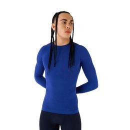 Funktionsshirt Bauerfeind "COMPRESSION SHIRT LONG SLEEVE", Herren, Gr. L, blau, Obermaterial: 90% Polyamid, 10% Elasthan, Shirts Funktionsshirt
