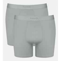 Boxer Sloggi "Men EVER Ease", Herren, Gr. L, grau (silber grau), Single Jersey, Obermaterial: 95% Baumwolle, 5% Elasthan, unifarben, k&ouml;rpernah, Unterhosen Boxer, schnelltrocknend, atmungsaktiv, temperaturausgleichend, ohne Eingriff