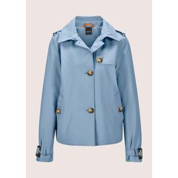 Madeleine Mode Trenchcoat MADELEINE "Kurzjacke Verk&uuml;rzte Trenchjacke mit Taschen", Damen, Gr. 48, blau (rauchblau), Obermaterial: 85% Polyester PES. 15% Baumwolle CO., Modern, M&auml;ntel Trenchcoat