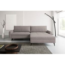 Ecksofa WERK2 "Figo inkl. Bettfunktion und Bettkasten, bequem, Breite 273cm, L-Form", beige, B:273cm H:97cm T:167cm, 92% Polyester, 8% Nylon, Sofas, Ecksofa, Moderne, teilmassive Polsterecke, Komfortpolsterung und losen Kissen