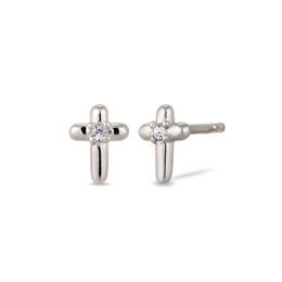 Paar Ohrstecker Elli "Ohrringe Ohrstecker Kreuz mit Kristallen von Swarovski 925 Sterling Silber" Gr. 8, silber, Ohrringe, Damen, Silber 925 (Sterlingsilber), Paar Ohrstecker