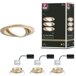 Paulmann LED Einbauleuchte "LED Einbauleuchte Nova Coin rund 84mm 50 Coin Gold matt", gold (goldfarben), 3, &Oslash; 8,4cm H: 2,2cm, 3 Stk., Leuchten, LED Einbauleuchte