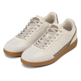 Marc O'Polo Sneaker MARC O'POLO "Charlie", Herren, Gr. 41, creme, taupe, Glattleder, Veloursleder, unifarben mit Farbeinsatz, Basic, Schuhe Sneaker, Schn&uuml;rschuh, Halbschuh, Casual-Sneaker mit honigfarbener Laufsohle