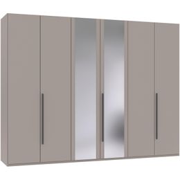 Dreht&uuml;renschrank wimex "London in den Breiten 180cm, 225cm und 270cm erh&auml;ltlich, inkl. Spiegel", saharagrau, griffe grafit, B:270cm H:208cm T:58cm, Holzwerkstoff, Schr&auml;nke, Dreht&uuml;renschrank, Kleiderschrank wahlweise mit Basic- o. Premium-Ausstattung erh&auml;ltlich