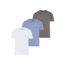 T-Shirt BOSS "TShirtRN 3P Classic", Damen, Gr. S, wei&szlig;, grau, blau, Jersey, Obermaterial: 100% Baumwolle, regular fit, Rundhals, eingesetzt normaler Saum, Shirts T-Shirt, mit BOSS Stickerei