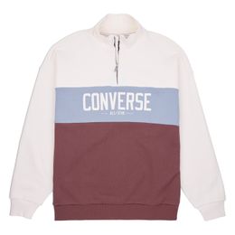 Sweatshirt Converse "WOMEN'S Converse HALF-ZIP COLORBLOCKED PULLOVER", Damen, Gr. XL, trail mixed, Obermaterial: 100% Baumwolle, unifarben mit Farbeins&auml;tzen, hoch geschlossener Ausschnitt, eingesetzt B&uuml;ndchen, Sweatshirts Sweatshirt