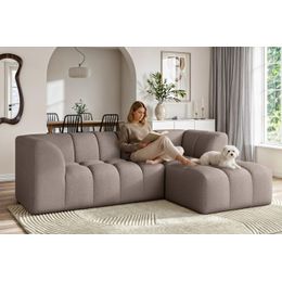 Ecksofa Home Affaire "TUURE L-Form, Verl&auml;ssliche Qualit&auml;t, moderne Steppung, Breite 255cm", braun, B:255cm H:81cm T:177cm, 100% Polyester, Sofas, Ecksofa, Bubble Optik, moderne Steppung, hoher Sitzkomfort, Wellenunterfederung