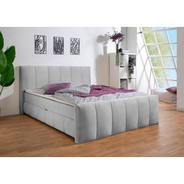 Boxbett Home Affaire "Hanelore inkl. Bettkasten und Topper", grau, B:192cm L:220cm, Komplettbetten, Boxbett, Boxbett mit Bettkasten und Fu&szlig;teil, inkl. Topper