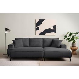 Sitzgruppe Home Affaire "TVINNU, Polsterecke L-Form, Schlaffunktion, mit Hocker", anthrazit, B:275cm H:83cm T:173cm, Sitzm&ouml;bel-Sets, Sitzgruppe, Set, stellbar zum Schlafsofa (Krokodilverbinder)