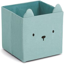 Aufbewahrungsbox zeller PRESENT "B&auml;r", Musselin", mint, B:28cm H:28cm T:28cm, Baumwolle, Polyester, Aufbewahrungsboxen, Aufbewahrungsbox, Tiermotiv, kinderfreundlich, faltbar