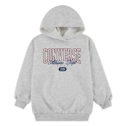 Kapuzensweatshirt Converse "CNVG GFX BOYFRIEND HOODIE", M&auml;dchen, Gr. 134/140 (M), birch heather, sporty berry, Obermaterial: 60% Baumwolle, 40% Polyester, Sweatshirts Kapuzensweatshirt
