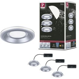 Paulmann LED Einbauleuchte "LED Einbauleuchte Sormus IP65 rund 100mm", grau (chromfarben), 3, &Oslash; 10cm H: 3,3cm, 3 Stk., Leuchten, Memoryfunktion, LED Einbauleuchte