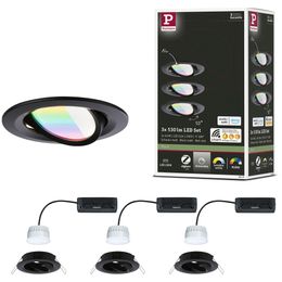 Paulmann LED Einbauleuchte "LED Einbauleuchte Nova Coin rund 84mm 50", schwarz, 3, &Oslash; 8,4cm, 3 Stk., Leuchten, Memoryfunktion, Farbwechsler, Farbsteuerung, Dimmer, Smart Home, LED Einbauleuchte