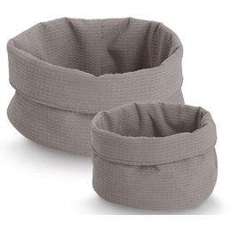 Aufbewahrungskorb zeller PRESENT "Waffelpiqu&eacute; 2-tlg.", taupe, B:20cm H:12cm T:20cm &Oslash;:20cm, Polyester, Aufbewahrungsboxen, Aufbewahrungskorb, hochwertiges Waffelpiqu&eacute;, Rand krempelbar