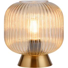 Sch&ouml;ner Wohnen Kollektion LED Tischleuchte "NAMI", amber, 1, &Oslash; 20cm H: 22cm, 1 Stk., SCH&Ouml;NER WOHNEN-KOLLEKTION, Leuchten, SCH&Ouml;NER WOHNEN Kollektion, Schnurschalter, geriffeltes Glas, LED Tischleuchte