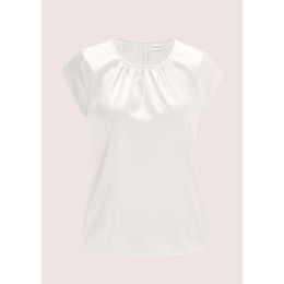 Madeleine Mode Shirtbluse MADELEINE "Blusenshirt Elegante Satinbluse in A-Linie", Damen, Gr. 38, wei&szlig; (wollwei&szlig;), Obermaterial: 100% Polyester PES., Modern, normal, Blusen Shirtbluse