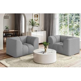 Sessel Home Affaire "TUURE Verl&auml;ssliche Qualit&auml;t, moderne Steppung, Breite 134cm", grau, B:134cm H:81cm T:94cm, 100% Polyester, Sessel, Sessel, Bubble Optik, hoher Sitzkomfort, Wellenunterfederung