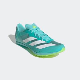 Laufschuh adidas Performance "ADIZERO DISTANCESTAR SPIKE", Damen, Gr. 44, wei&szlig; (flash aqua, cloud wei&szlig;, lucid lemon), Synthetik, Textil, Schuhe Laufschuh, Leichtathletik-Schuh