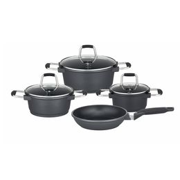 Topf-Set GSW "Scala", schwarz, 1,8 l, T&ouml;pfe, Topf-Set, Kochtopf-Set aus robustem Aluminium-Guss mit Antihaft-Versiegelung