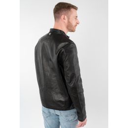 Lederjacke Mauritius "MMBounto", Herren, Gr. M (48), schwarz, Obermaterial: 100% Schafsleder. Futter: 90% Baumwolle, 10% Polyester. &Auml;rmelfutter: 100% Polyester, unifarben, regular fit h&uuml;ftbedeckend, angesetztes B&uuml;ndchen, Jacken Lederjacke, mit Stehkragen