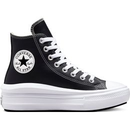 Sneaker Converse "CHUCK TAYLOR ALL STAR MOVE PLATFORM LEATHER", Damen, Gr. 41, schwarz-wei&szlig; (schwarz, wei&szlig;), Synthetik, Schuhe Sneaker
