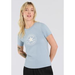 T-Shirt Converse "WOMEN'S Converse CRAFTED CHUCK TAYLOR T-SHIRT", Damen, Gr. S, wet stone, Obermaterial: 100% Baumwolle, Rundhals, eingesetzt, Shirts T-Shirt