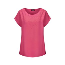 Schlupfbluse GOLDNER "Kurzgr&ouml;&szlig;e Bluse mit Glitzersteinen", Damen, Gr. 19, rosa (ros&eacute;), Obermaterial: 100% Viskose CV., festlich, figurumspielend, normales B&uuml;ndchen, Blusen Schlupfbluse, Dekosteine