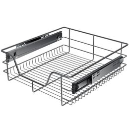 Kesser&reg; Teleskopschublade 30-60cm Schrankbreite verchromt aus Edelstahl Schubladeneinsatz f&uuml;r K&uuml;chenschrank Korbauszug Schrankauszug
