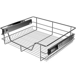 Kesser&reg; Teleskopschublade 30-60cm Schrankbreite verchromt aus Edelstahl Schubladeneinsatz f&uuml;r K&uuml;chenschrank Korbauszug Schrankauszug