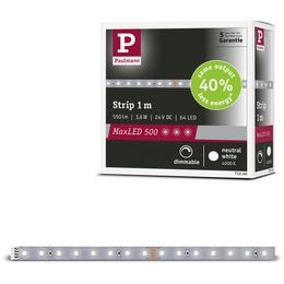Paulmann LED-Streifen "MaxLED 500 LED Strip Neutralwei&szlig; Einzelstripe", silber (silberfarben), Dioden 64 Stk., Gesamtl&auml;nge 1m, Lichterketten, LED-Streifen